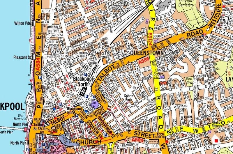 Blackpool City Centre A-Z Street Wall Map