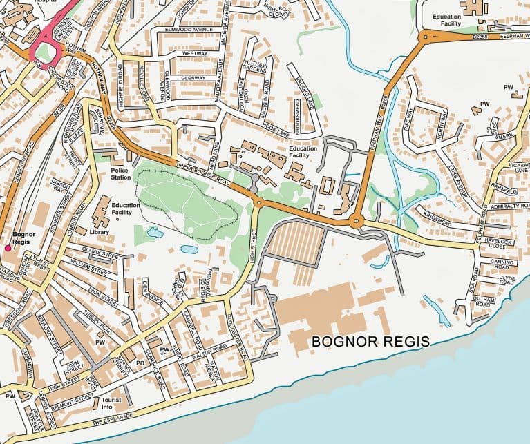 Bognor Regis Street Map - 2024