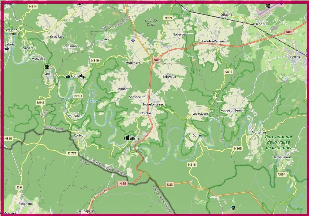 Bouillon Rochehaut Herbeumont - Mini Ardennes Recreational Map 17