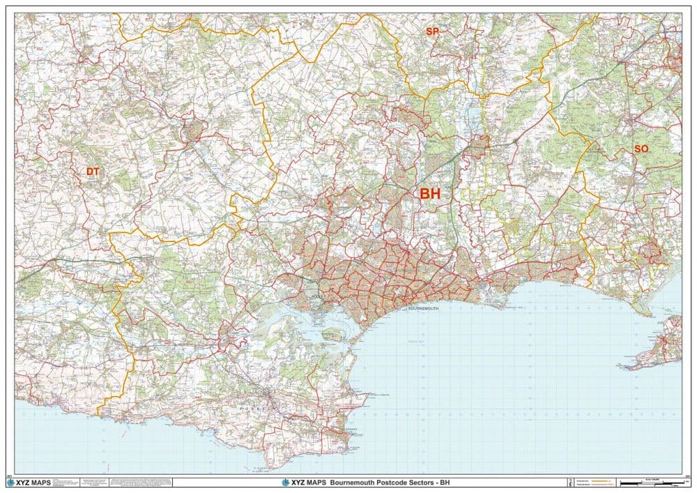 Bournemouth - BH - Postcode Sector Wall Map