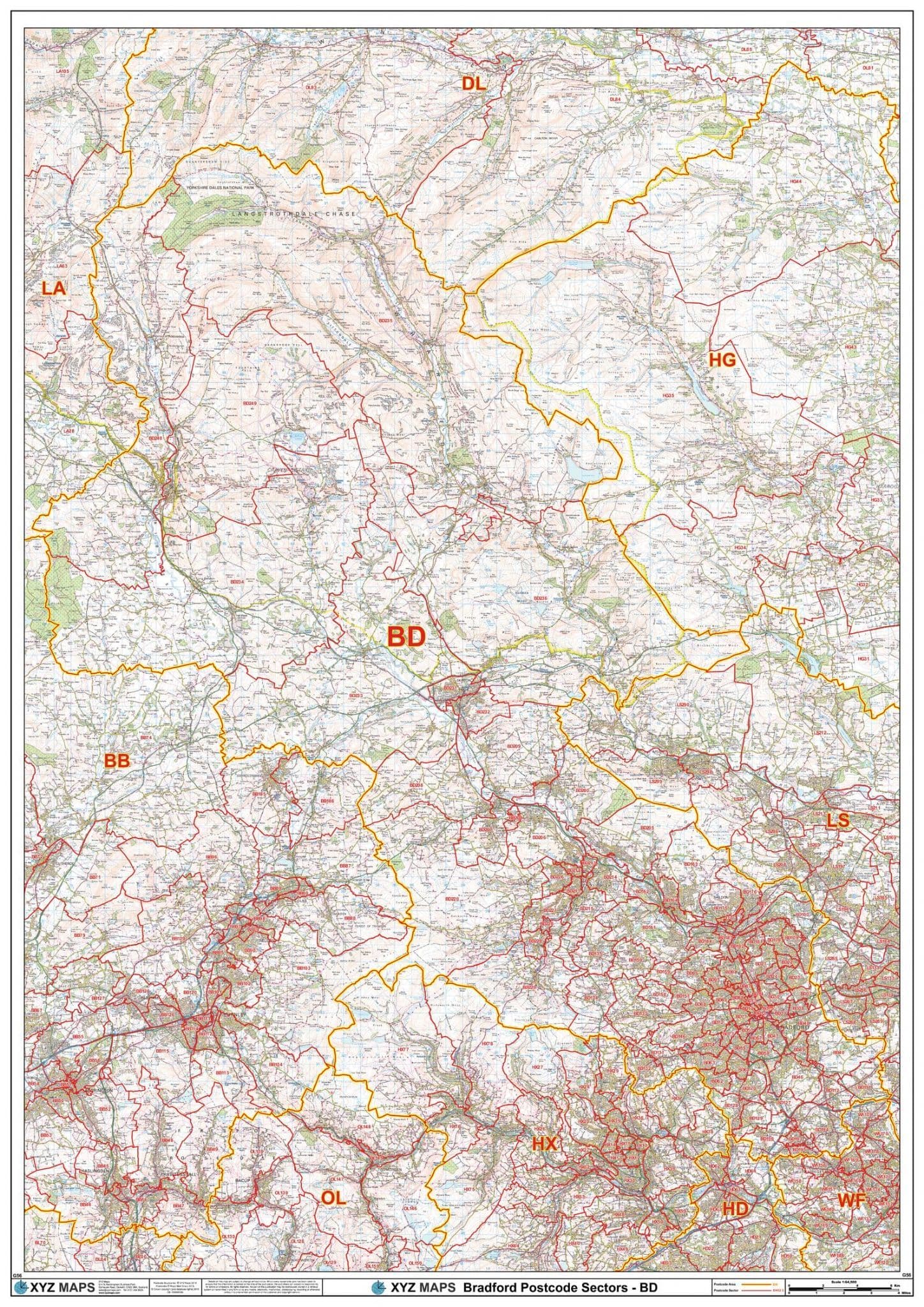 Bradford - BD - Postcode Sector Wall Map