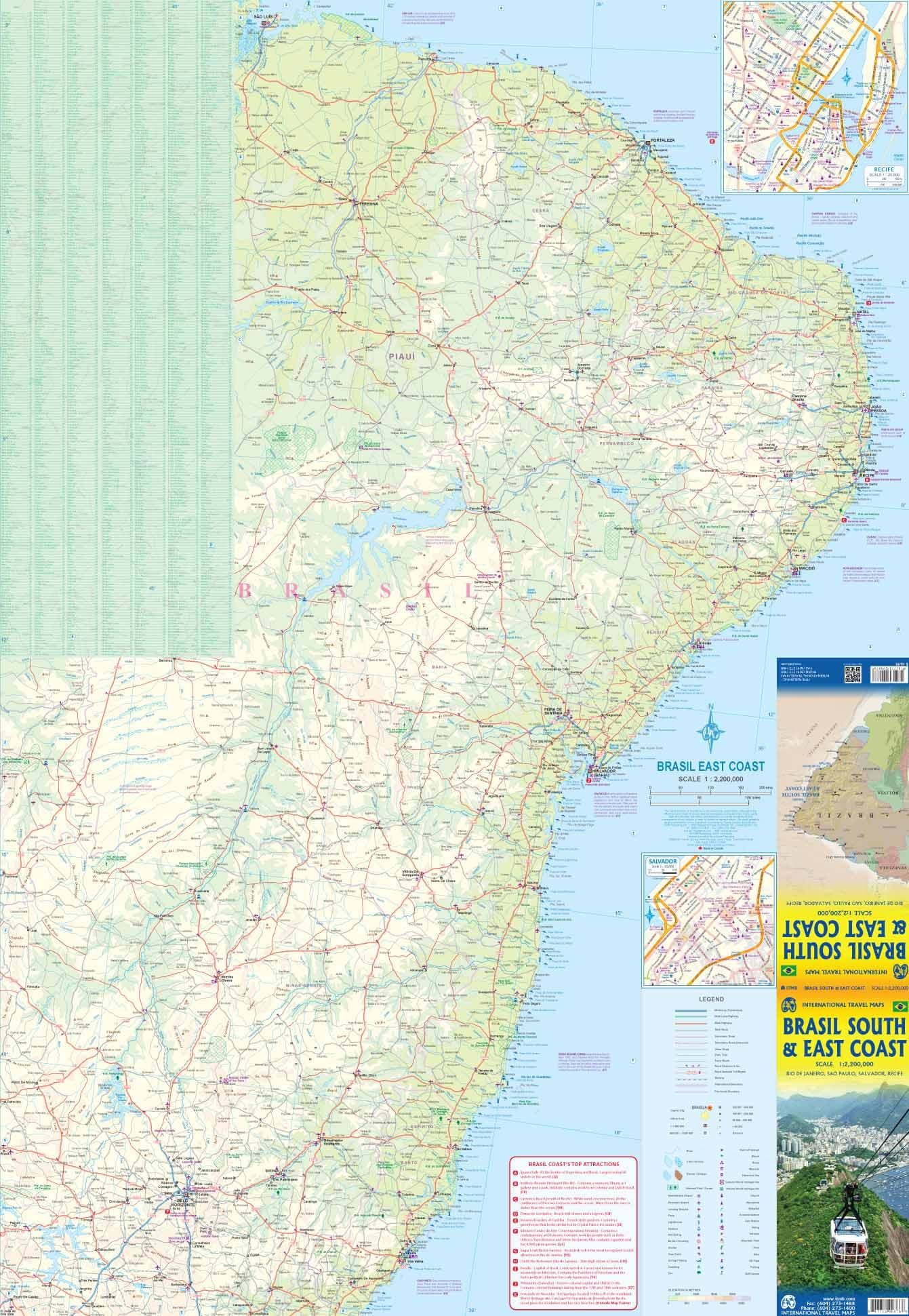 Brazil South & East Coast Travel Map