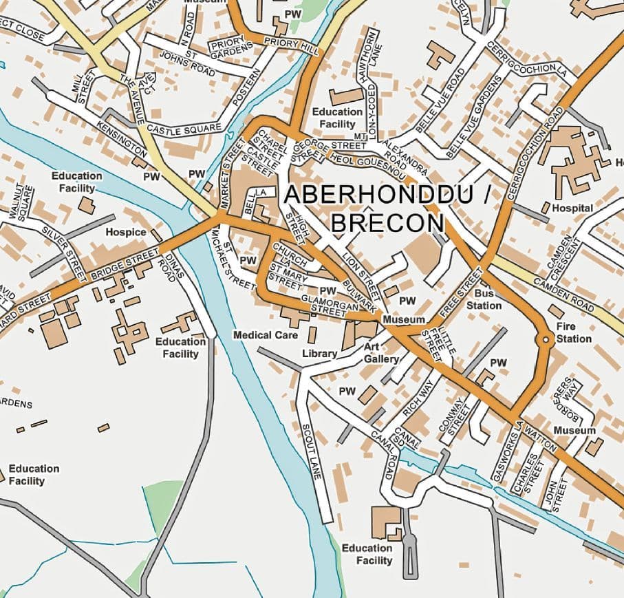 Brecon Street Map - 2024