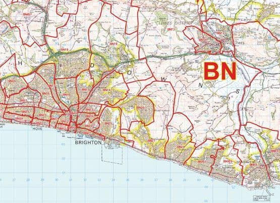 Brighton - BN - Postcode Sector Wall Map