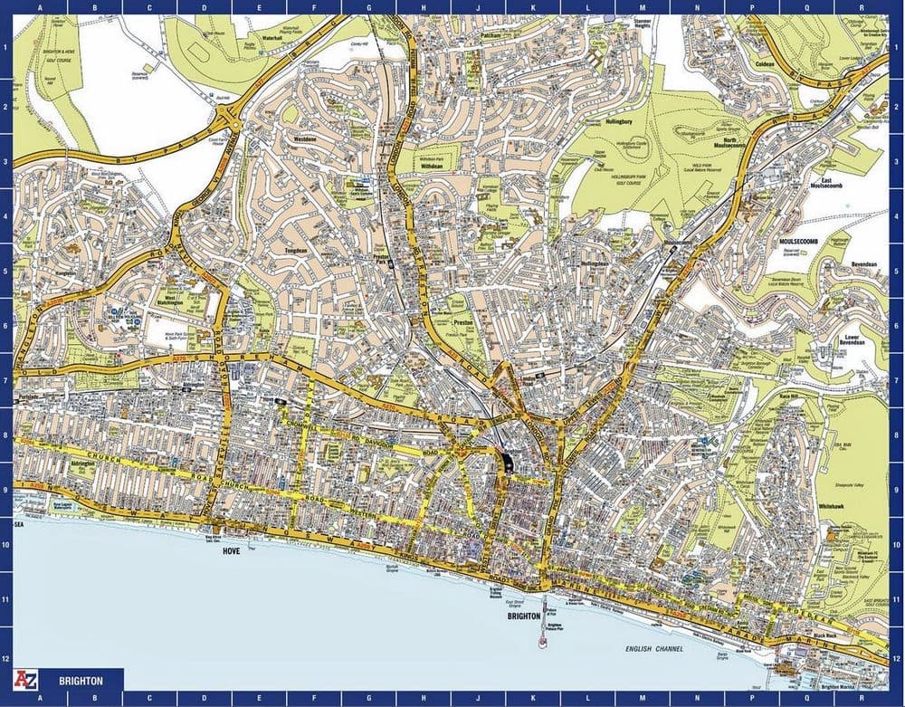 Brighton City Centre A-Z Street Wall Map