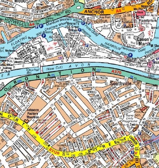 Bristol City Centre A-Z Street Wall Map