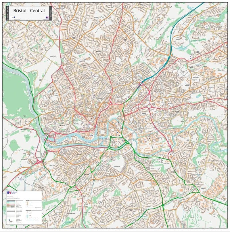 Bristol City Centre Street Map - 2024