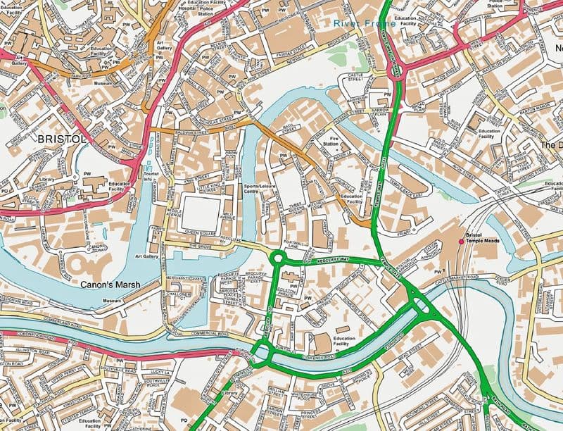 Bristol City Centre Street Map - 2024