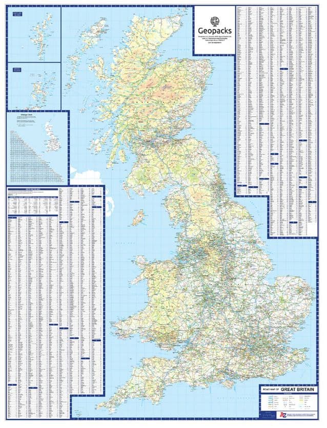 British Isles Motoring Wall Map A-Z - 2024 - Supersize GBIM GBIM-AL 120 ...