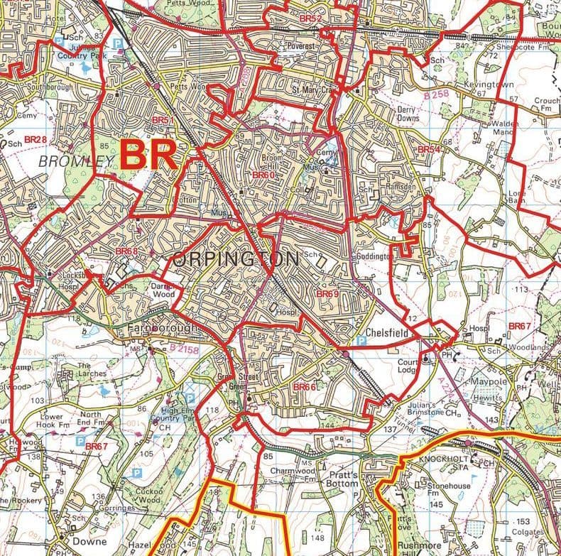 Bromley - BR - Postcode Sector Wall Map