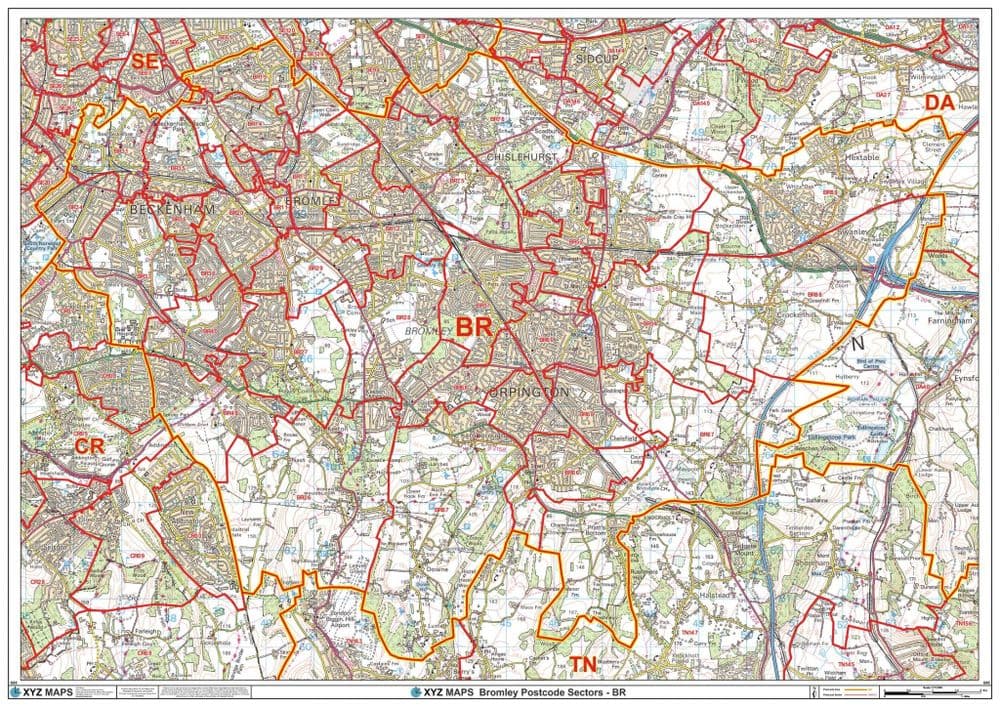 Bromley - BR - Postcode Sector Wall Map