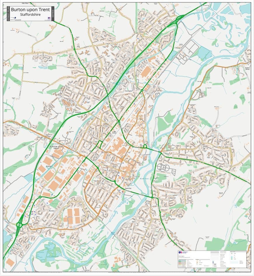 Burton upon Trent Street Map - 2024