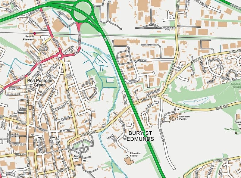 Bury St Edmunds Street Map - 2024
