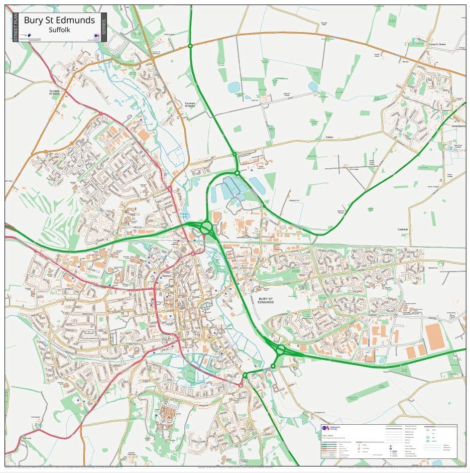 Bury St Edmunds Street Map - 2024