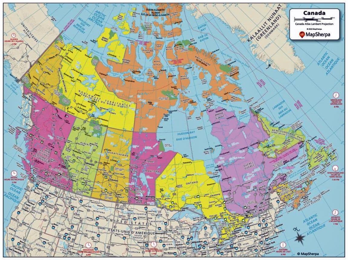 Canada Political Wall Map - Compact - Map Sherpa