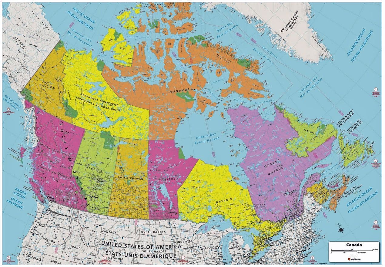 Canada Political Wall Map - Large - Map Sherpa