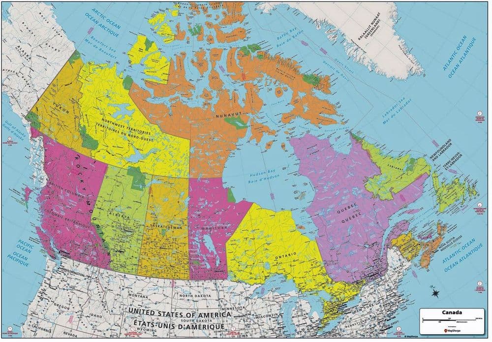 Canada Political Wall Map - Standard - Map Sherpa
