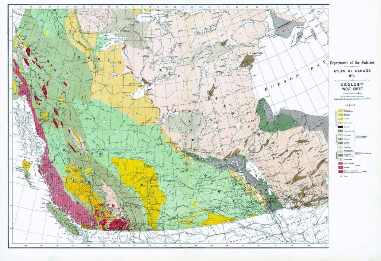 Canada West Geological Wall Map pub 1906
