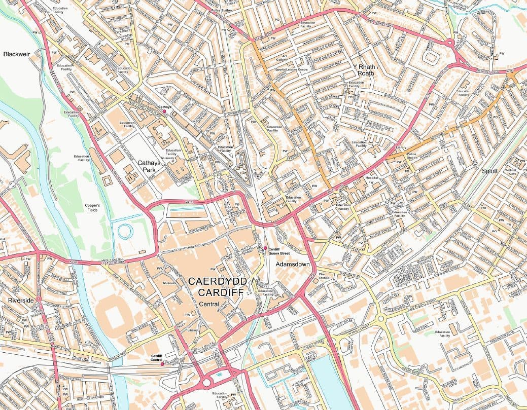 Cardiff Street Map - 2024