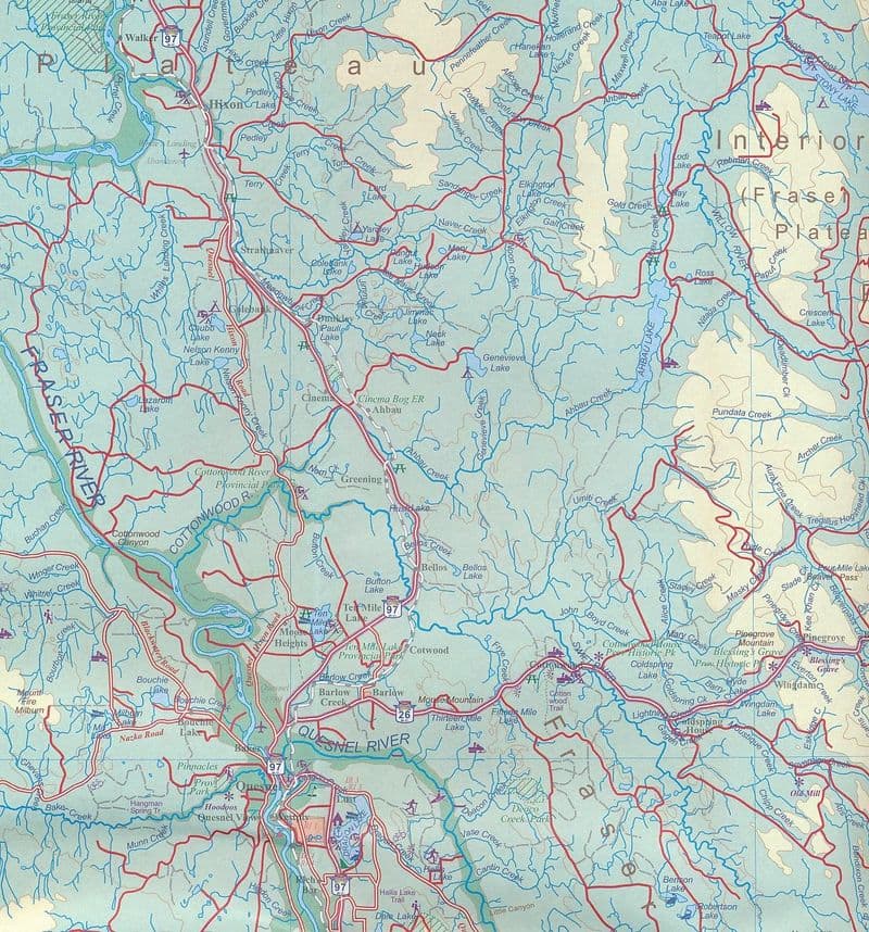 Cariboo Chilcotin Travel Reference map