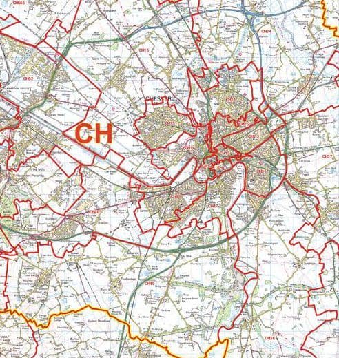 Chester - CH - Postcode Sector Wall Map