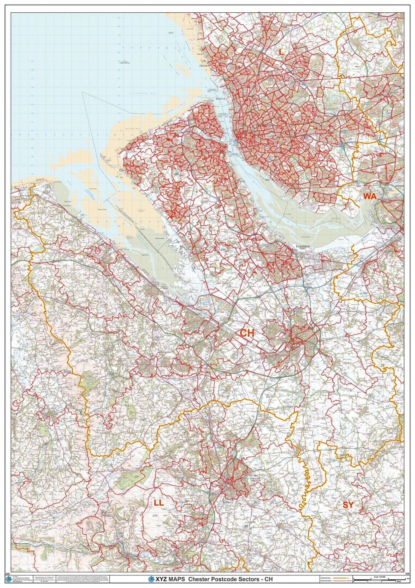 Chester - CH - Postcode Sector Wall Map