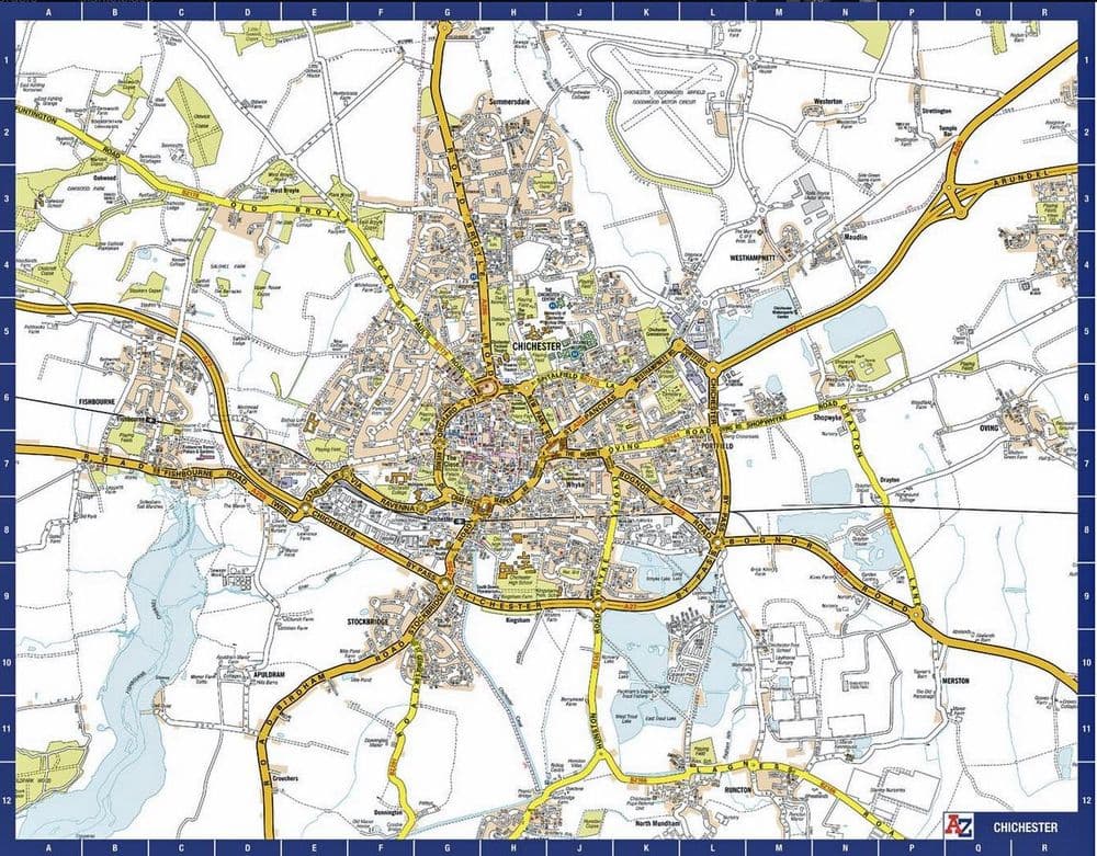 Chichester City Centre A-Z Street Wall Map