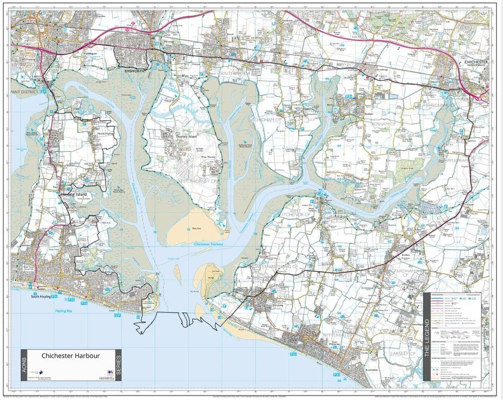 Chichester Harbour - AONB Wall Map - 2024