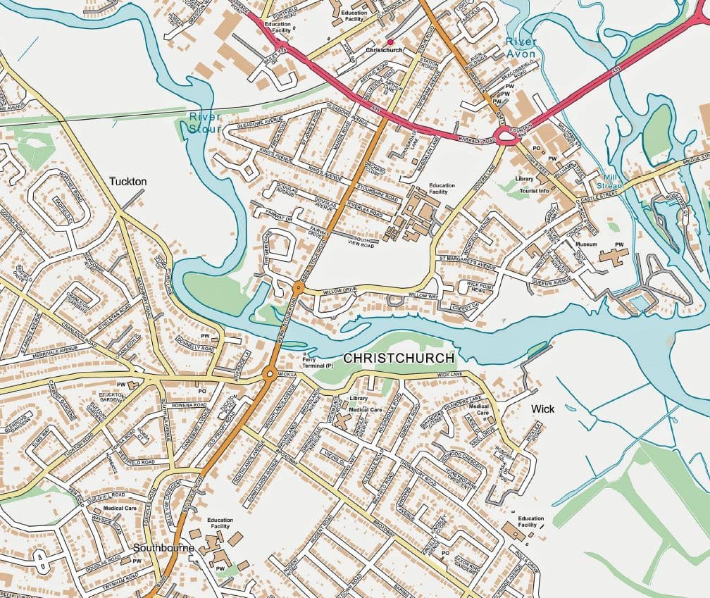 Christchurch City Street Map Christchurch City Map Of New Zealand