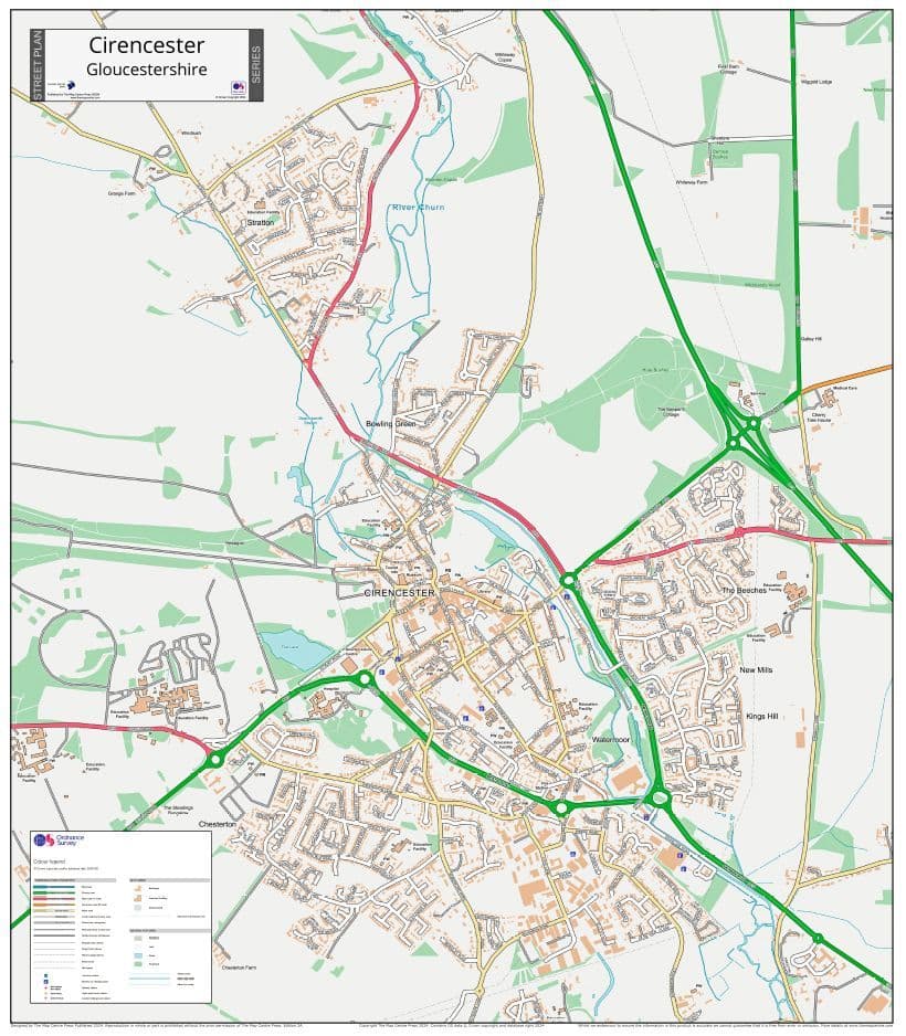 Cirencester Street Map - 2024