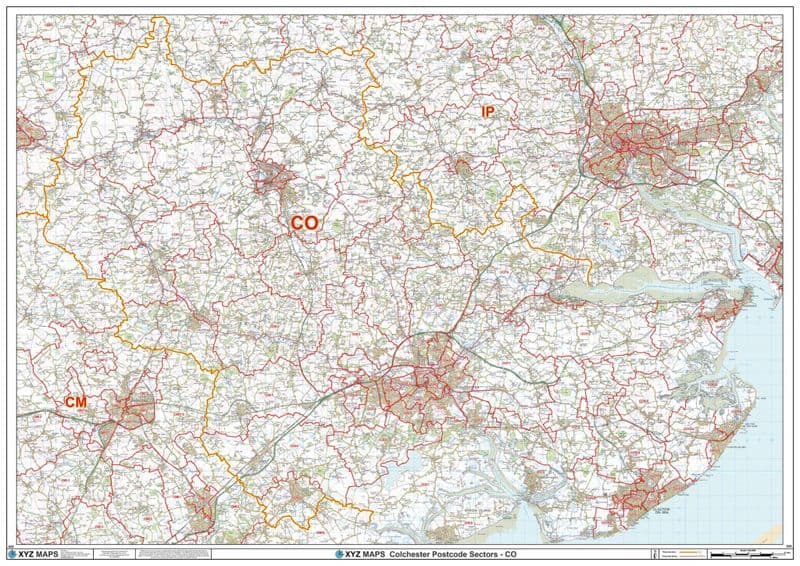 Colchester - CO - Postcode Sector Wall Map