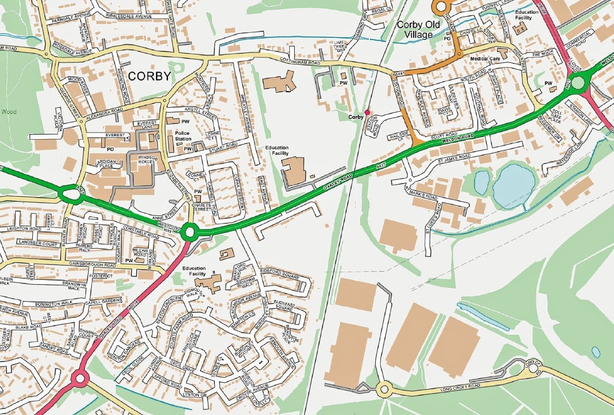Corby Street Map - 2024
