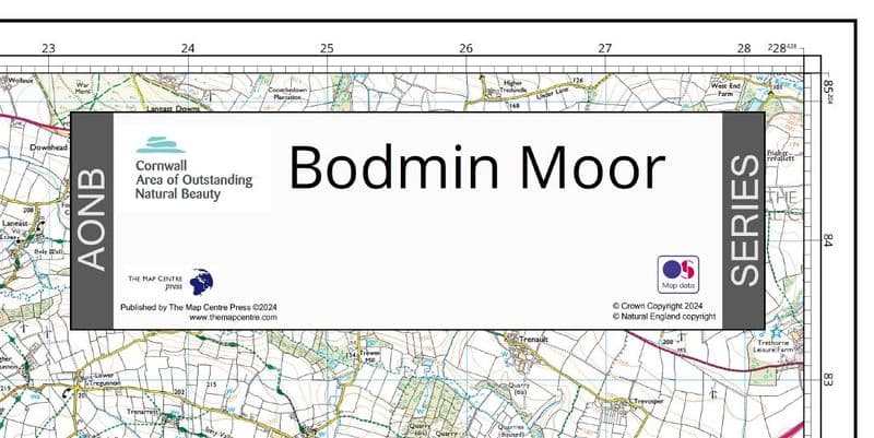 Cornwall - Bodmin Moor - AONB Wall Map - 2024