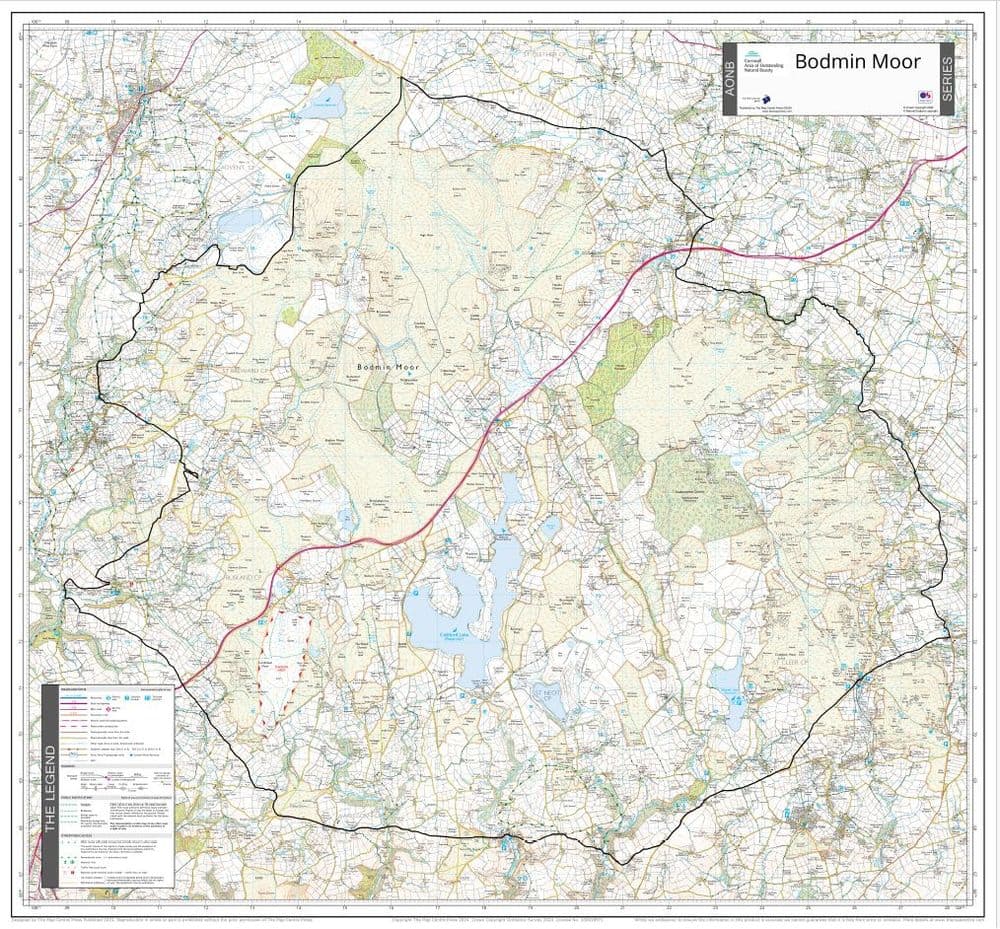 Cornwall - Bodmin Moor - AONB Wall Map - 2024