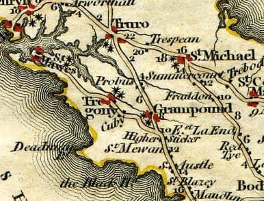 Cornwall County Map by John Cary 1790 - Reproduction