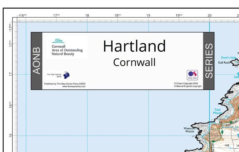Cornwall - Hartland AONB - Wall Map - 2024