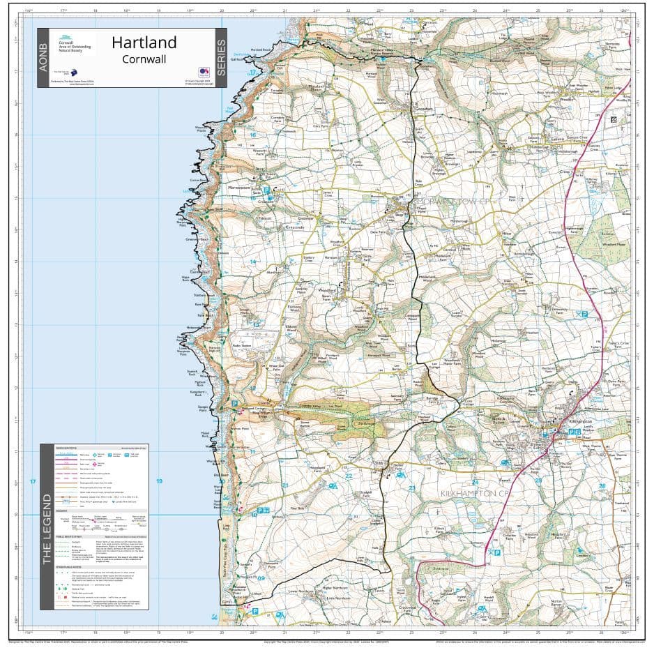 Cornwall - Hartland AONB - Wall Map - 2024