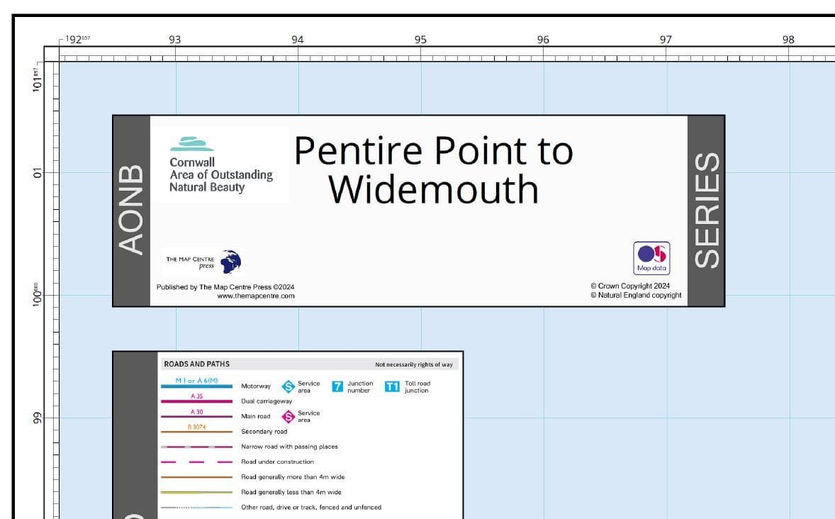 Cornwall - Pentire Point to Widemouth - AONB Wall Map - 2024
