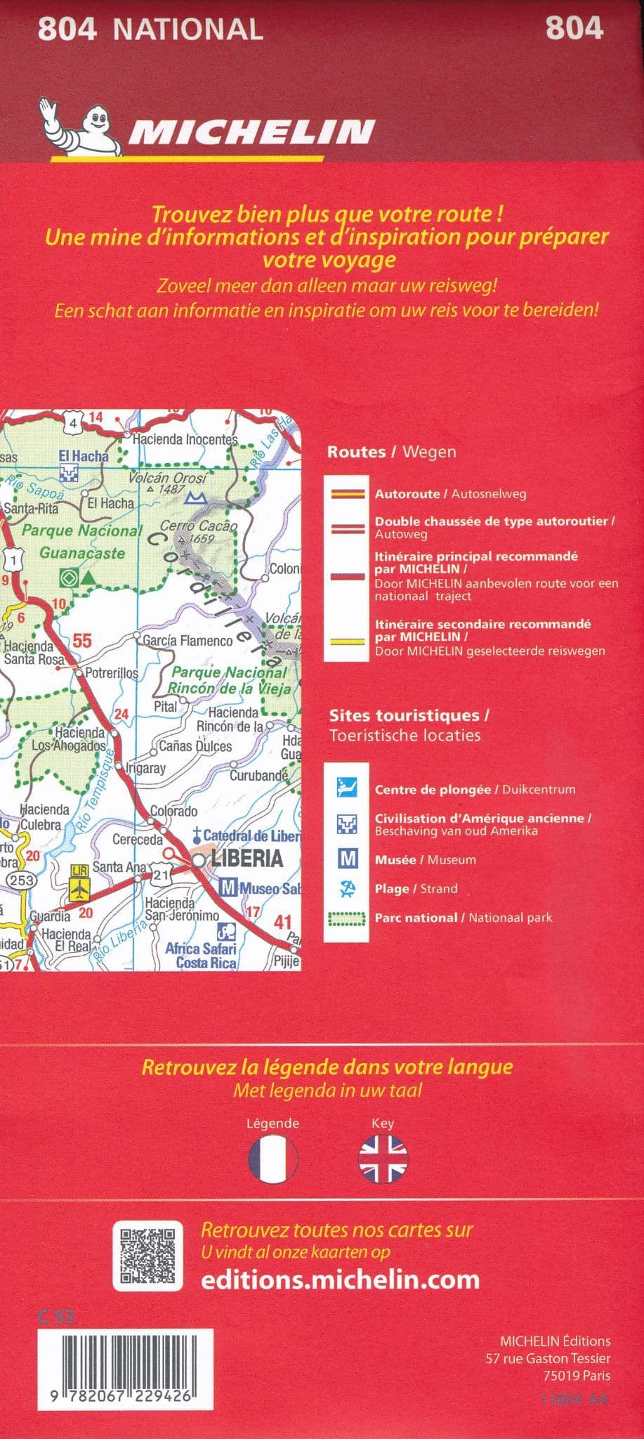 Costa Rica - Michelin Road Map 804