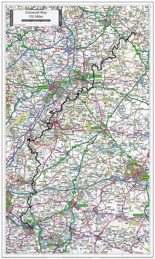 Cotswold Way - Wall Map