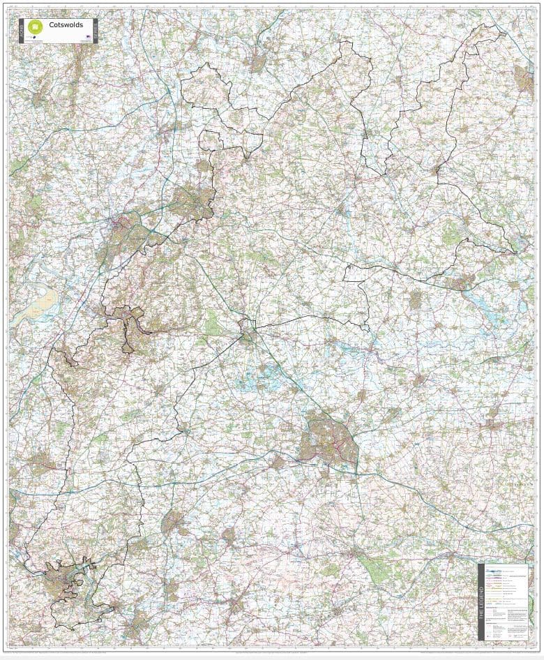 Cotswolds - AONB Wall Map -2024