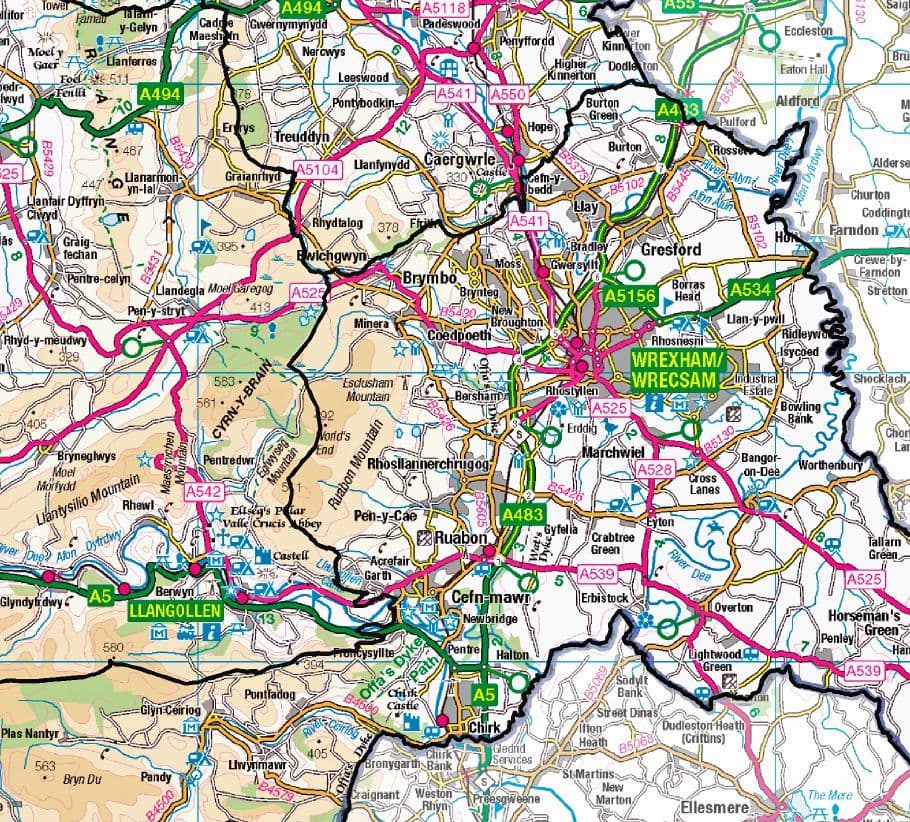 County Map of Anglesey Conwy Denbigh Flint Gwynedd & Wrexham - 2024