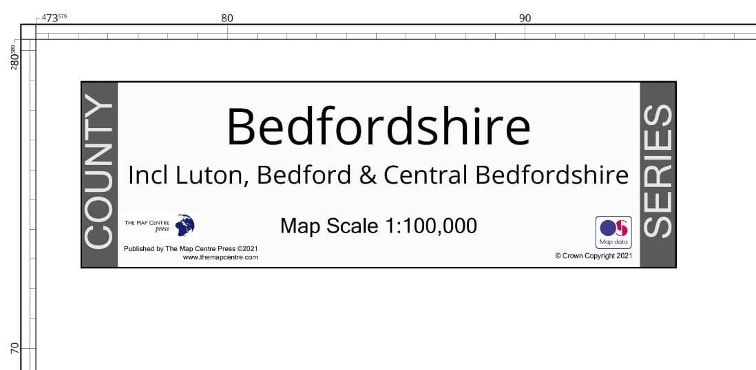 County Map of Bedfordshire - White Background