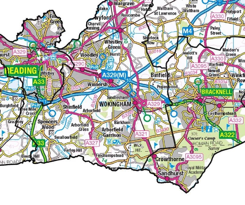 County Map of Berkshire - White Background
