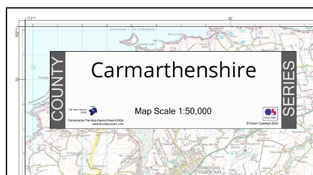 County Map of Carmarthenshire - EXTRA Large Edition