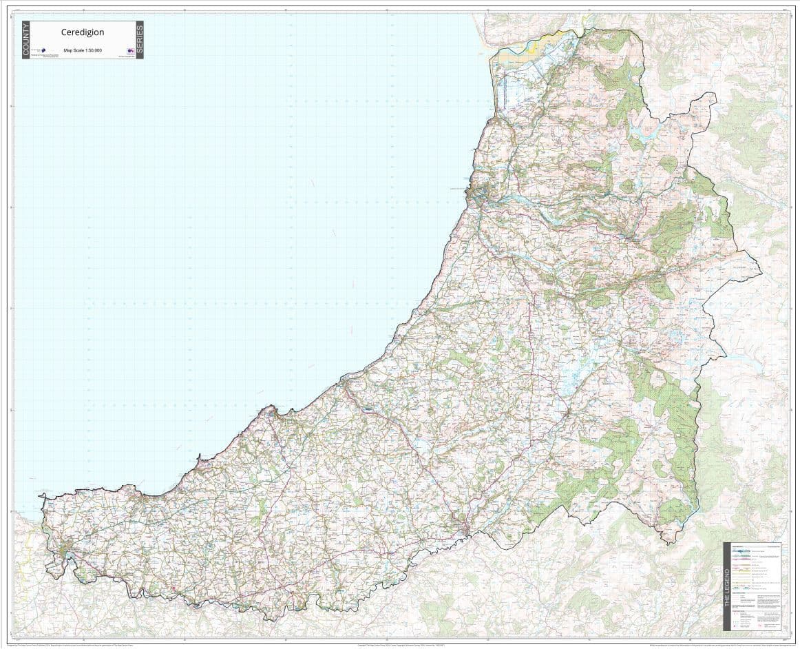 County Map of Ceredigion - EXTRA Large Edition