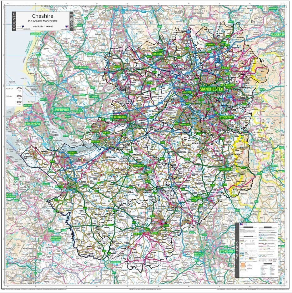 Cheshire And Manchester Map County Map Of Cheshire Incl Greater