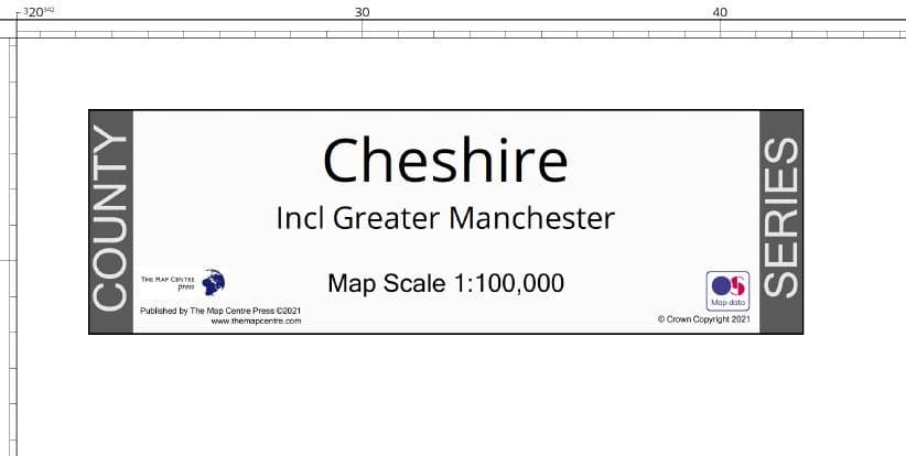 County Map of Cheshire incl Greater Manchester - White Background