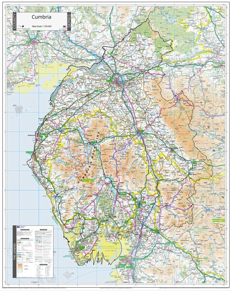 County Map of Cumbria - 2024