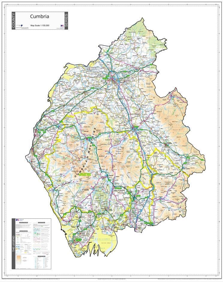 County Map of Cumbria - White Background
